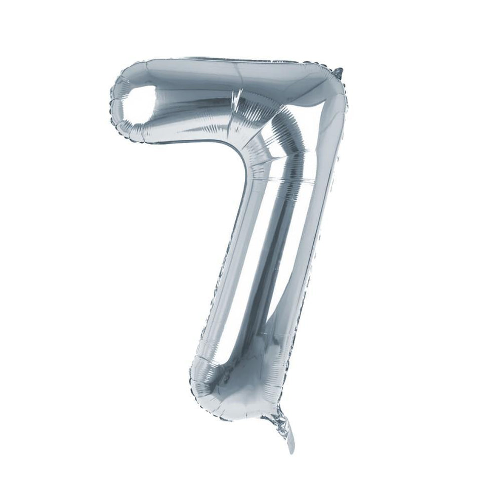 Cijfer Ballon '7' Zilver 100 CM - Grote Feestballon – PartyPro.nl